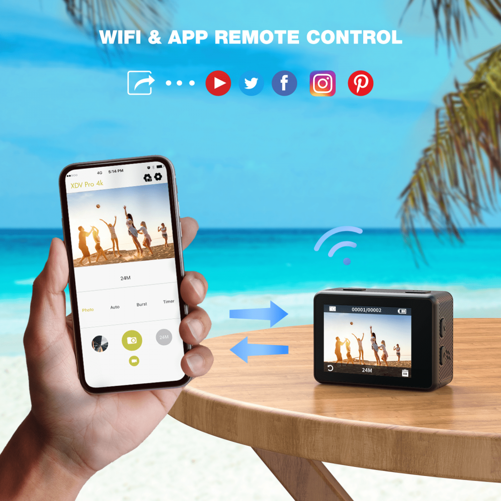 Campark X35 Action Camera 4K 24MP Wi-Fi Underwater Waterproof Camera ...